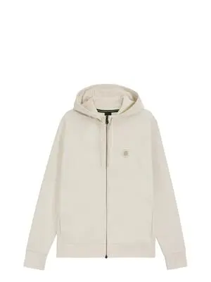 BOSS Cotton-blend Zip-up Hoodie With Monogram Patch - White