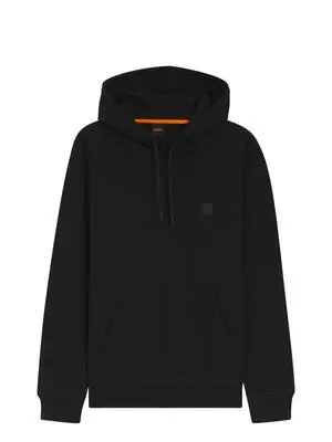 BOSS Cotton Terry Hoodie With Logo Patch - Black