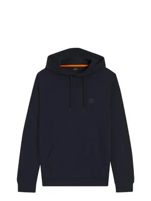 BOSS Cotton Terry Hoodie With Logo Patch - Dark Blue