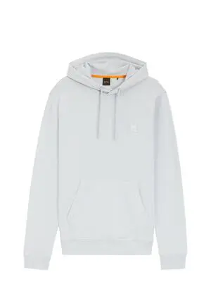 BOSS Cotton Terry Hoodie With Logo Patch - Light Grey