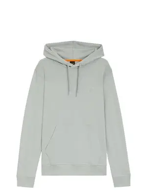 BOSS Cotton Terry Hoodie With Logo Patch - Silver