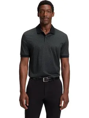 BOSS Mercerised-cotton Polo Shirt With Two-tone Monograms - Black