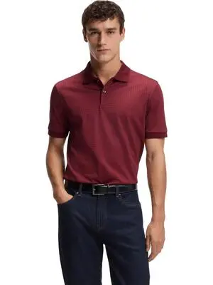 BOSS Mercerised-cotton Polo Shirt With Two-tone Monograms - Dark Red