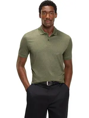 BOSS Mercerised-cotton Polo Shirt With Two-tone Monograms - Green