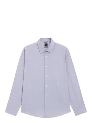 BOSS Striped Relaxed-fit Shirt In Cotton Poplin - Dark Blue