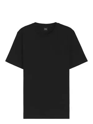 BOSS Bubble-jacquard Structure T-shirt In A Cotton Blend - Black