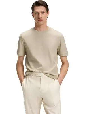 BOSS Regular-fit T-shirt In Structured Cotton Light Beige