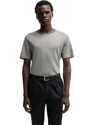 BOSS Regular-fit T-shirt In Structured Cotton Silver