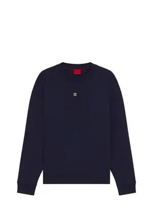 Hugo Cotton-blend Sweatshirt With Stacked-logo - Dark Blue