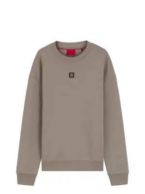 Hugo Cotton-blend Sweatshirt With Stacked-logo - Light Brown