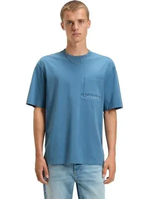 Hugo Ombré-logo T-shirt In Cotton Jersey - Light Blue