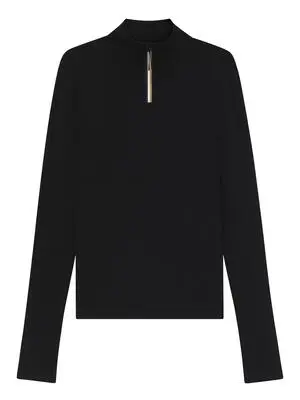 BOSS Ski Wool-blend Zip Neck Top - Black