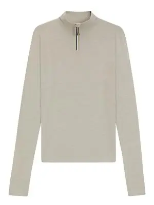BOSS Ski Wool-blend Zip Neck Top - Light Grey