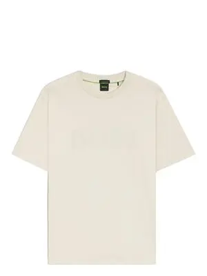 BOSS Structured-logo T-shirt In Cotton Jersey - White
