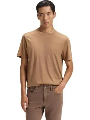 BOSS Double-collar T-shirt In Cotton And Silk - Brown