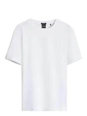 BOSS Slim-fit Short-sleeved T-shirt In Mercerised Cotton - White