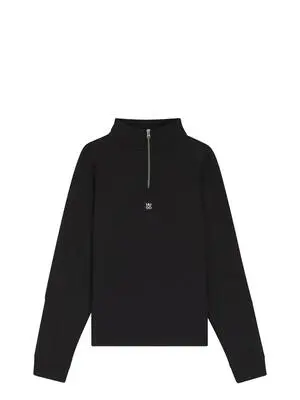 Hugo Geometric-tape Zip-neck Sweatshirt - Black