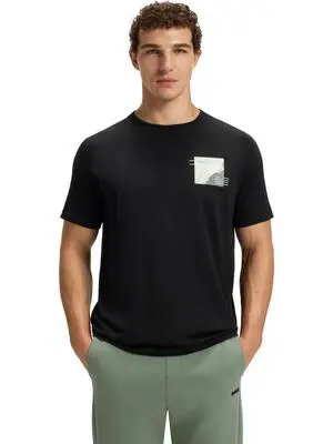 BOSS Cotton-blend T-shirt With Decorative Reflective Accents - Black