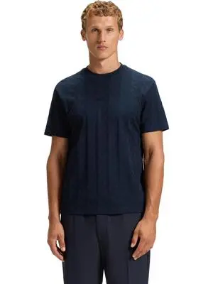 BOSS Jacquard-pattern T-shirt In Cotton - Dark Blue