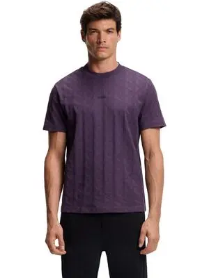 BOSS Jacquard-pattern T-shirt In Cotton - Purple