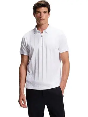 BOSS Jacquard-pattern Polo Shirt In Mercerised Cotton - White