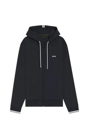 BOSS Cotton-blend Zip-up Hoodie - Dark Blue