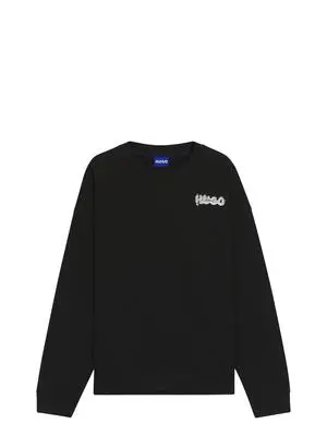 Hugo HUGO Relaxed-Fit Cotton Sweatshirt With Zipper Neck Black