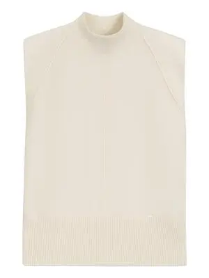 BOSS Sleeveless Cashmere Knitted Top - White
