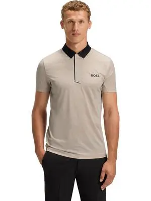 BOSS Paddy Polo Shirt In Quick-dry Stretch Jersey - Beige