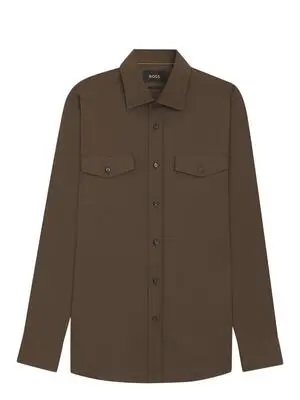 BOSS Slim-fit Shirt In An Italian-made Cotton Blend - Light Green