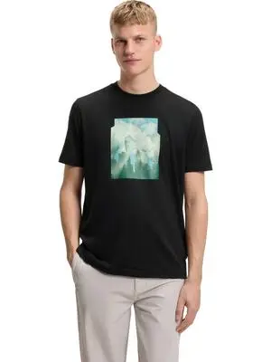 BOSS Printed-artwork T-shirt In Cotton Jersey - Black