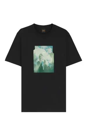 BOSS Printed-artwork T-shirt In Cotton Jersey - Black