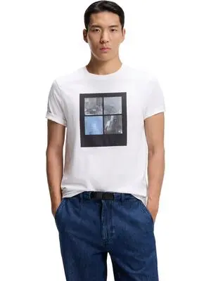 BOSS Printed-artwork T-shirt In Cotton Jersey - White