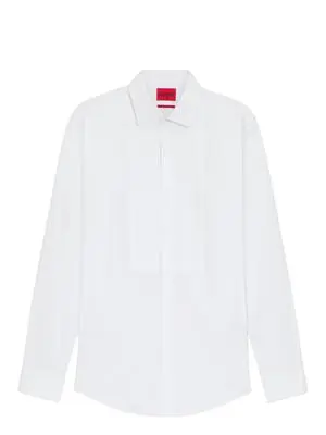 Hugo Easy-iron Slim-fit Evening Shirt In Cotton Poplin - White