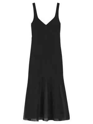 BOSS Satin Slip Dress With Organza Inserts - Black