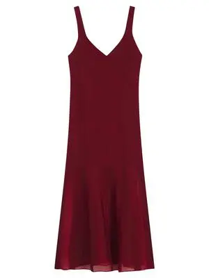 BOSS Satin Slip Dress With Organza Inserts - Dark Red