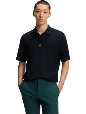 Hugo Jacquard-pattern Polo Shirt In A Relaxed Fit - Black