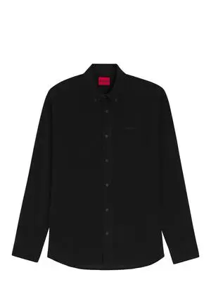 Hugo Relaxed-fit Shirt In Cotton Corduroy - Black