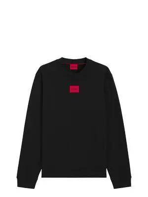Hugo Cotton-terry Sweatshirt With Logo Label - Black