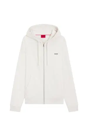 Hugo Logo Cotton Terry Hoodie - White