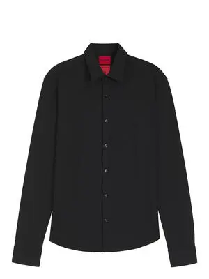 Hugo Slim-fit Shirt In Performance-stretch Jacquard - Black