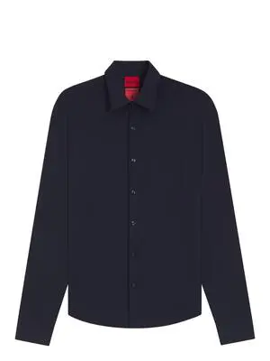 Hugo Slim-fit Shirt In Performance-stretch Jacquard - Dark Blue