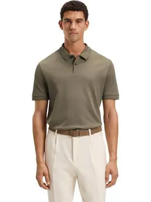 BOSS Cotton Polo Shirt With Herringbone Structure - Light Brown