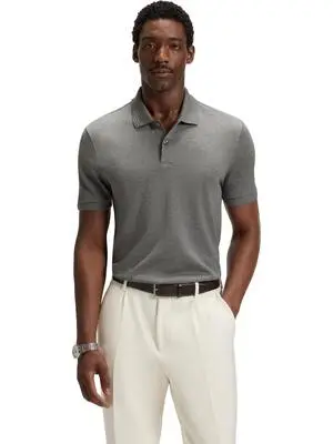 BOSS Cotton Polo Shirt With Herringbone Structure - Silver