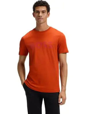 BOSS Cotton-jersey T-shirt With Large Logo Print - Orange