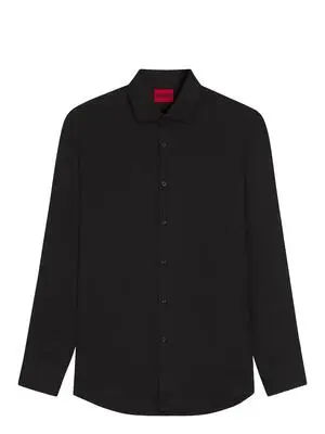 Hugo Slim-fit Shirt With Jacquard Pattern - Black