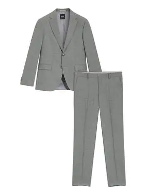 BOSS Two-piece Regular-fit Suit In Patterned Stretch Cloth - Silver
