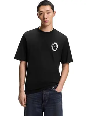 Hugo Marine-artwork T-shirt In Cotton Jersey - Black