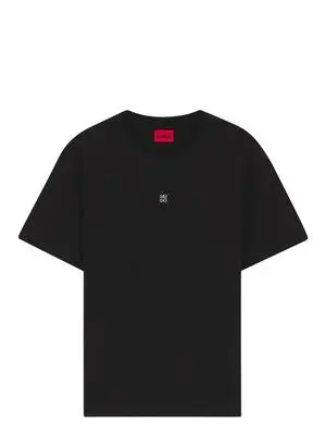 Hugo Stacked-logo T-shirt In A Cotton Blend - Black