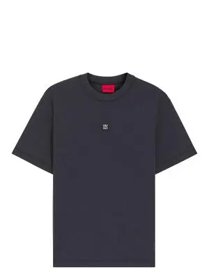 Hugo Stacked-logo T-shirt In A Cotton Blend - Grey